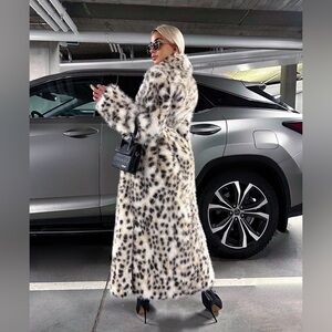Jackets & Coats | Luxury Faux Fur Coat Maxi Leopard Print Fashionable ...